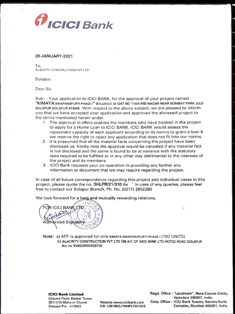 Icici Bank Apf Letter 1 | PDF | Banking | Financial Services