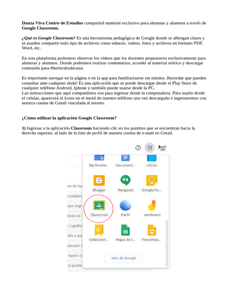 Instructivo Google Classroom | PDF | Software de la aplicacion | Informática