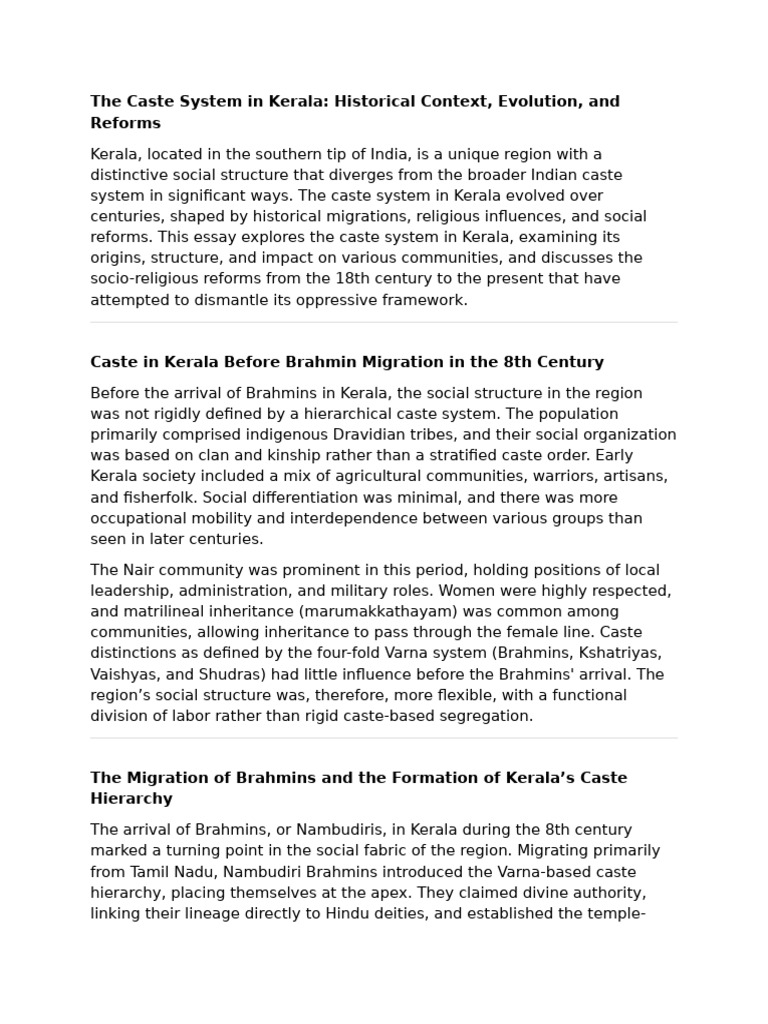 The Caste System in Kerala | PDF | Dalit | Caste