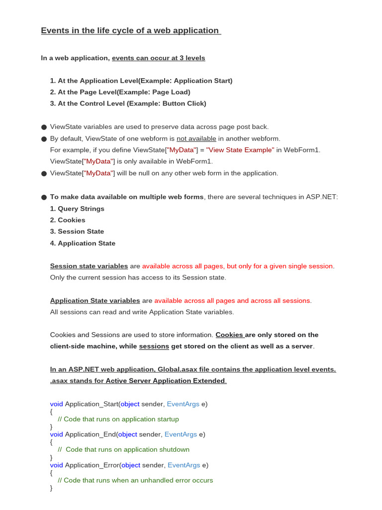 3 Events in The Life Cycle of A Web Application - Page Liffe Cycle ...