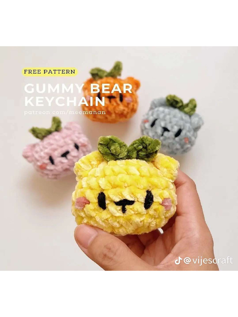 Gummy Bear Head Keychain Pattern | PDF