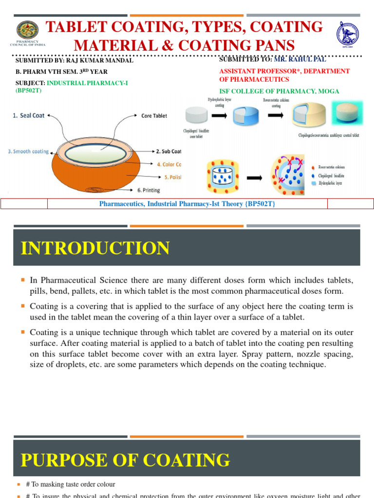 Types of Tablet Coatings Explained | PDF | Tablet (Pharmacy) | Fluidization