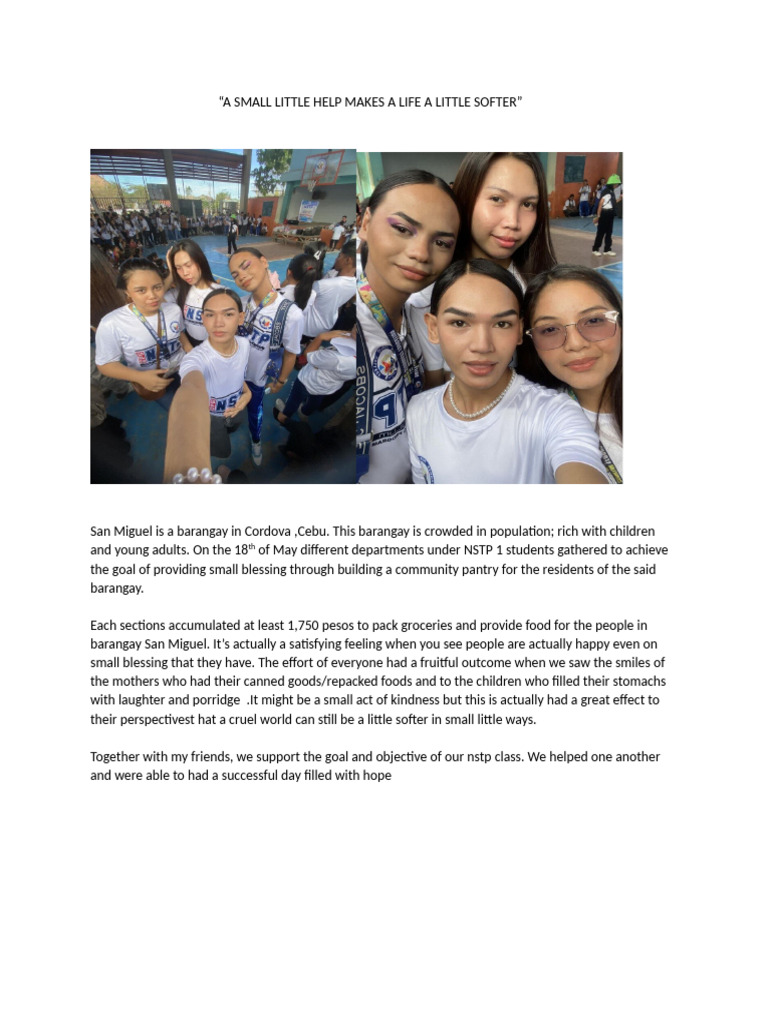 A Small Little Help Makes A Life A Little Softer | PDF