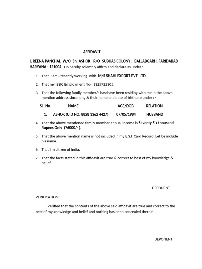 Affidavit Esi Name Add | PDF