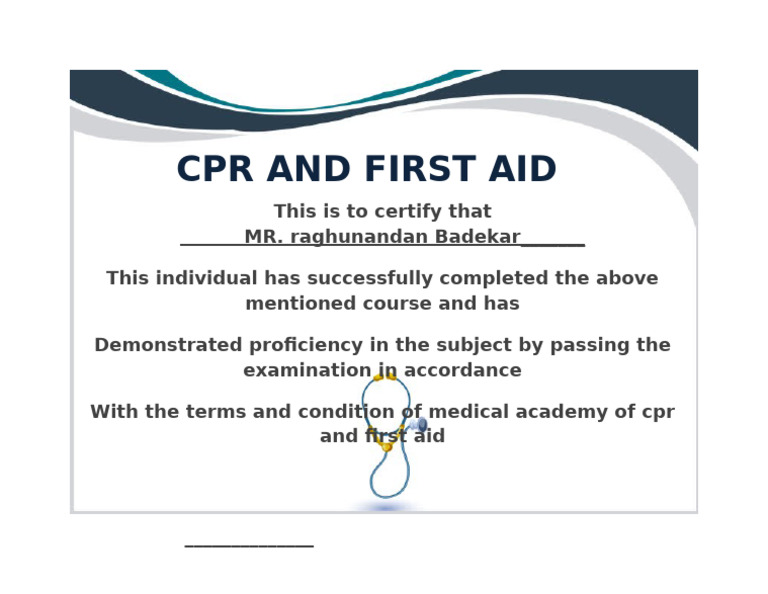 CPR and First AID Certificate For Child | PDF