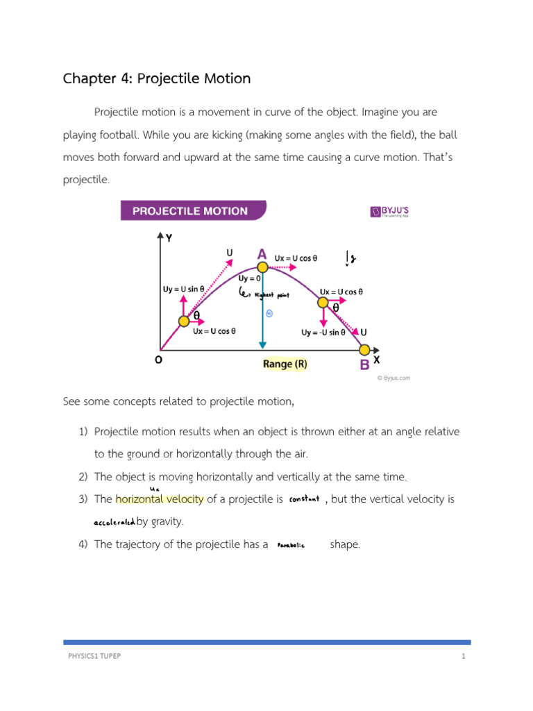 Projectile | PDF | Velocity | Projectiles