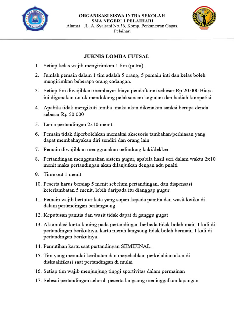 JUKNIS_LOMBA_FUTSAL | PDF