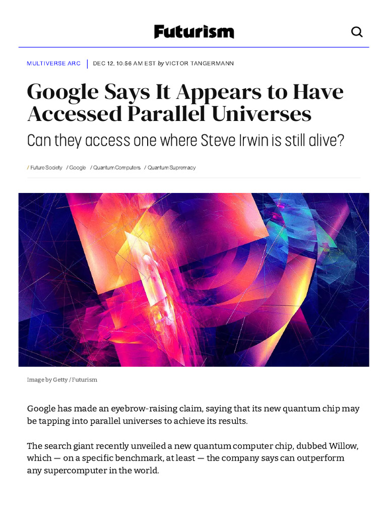 Google's Quantum Chip and Parallel Universes | PDF | Quantum Computing | Multiverse
