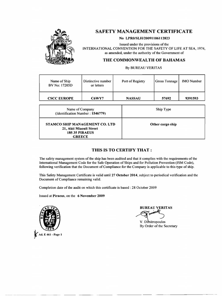 Safety Management Cert | PDF