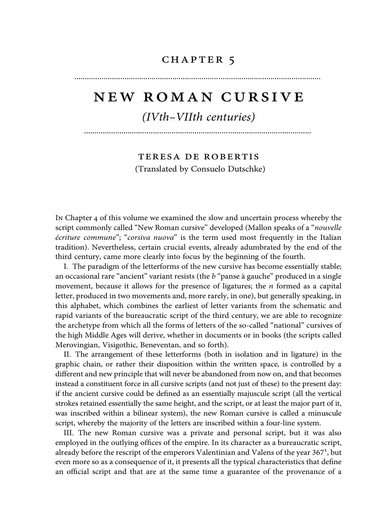 Latin Palaeography (Part I (I.2) Chapter 5 - New Roman Cursive IVth ...