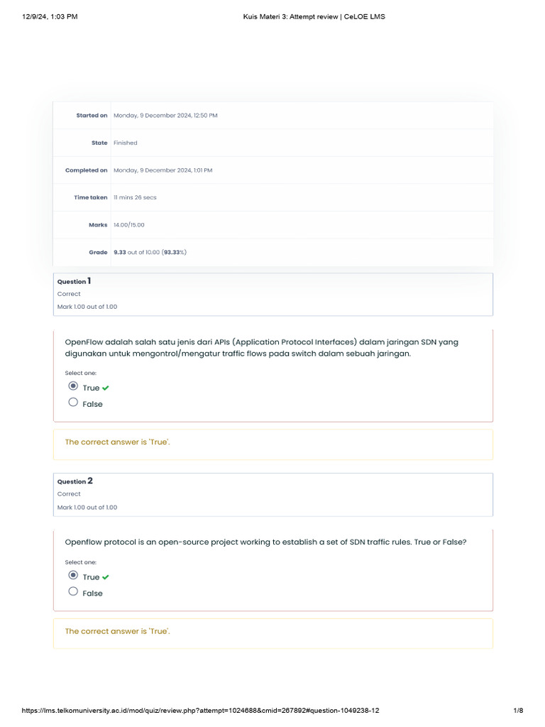 Kuis Materi 3 - Attempt Review - CeLOE LMS | PDF | Sudo | Computer Science