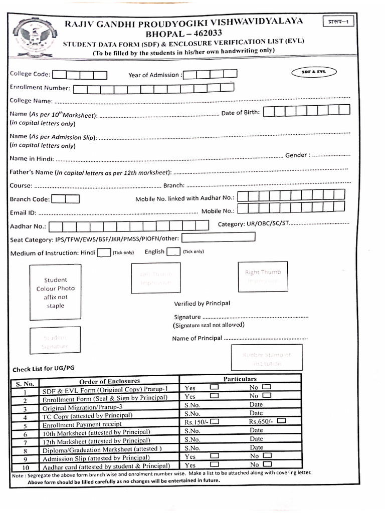 Student Data Form (SDF) | PDF