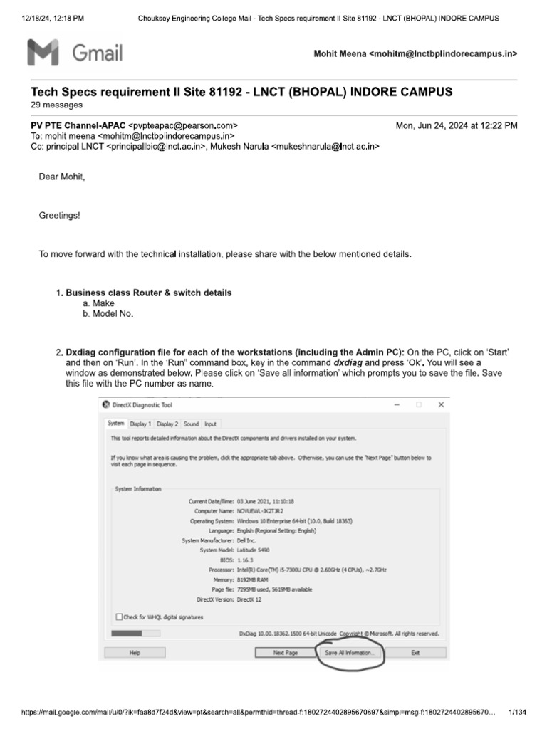 Technical Specs Requirement | PDF
