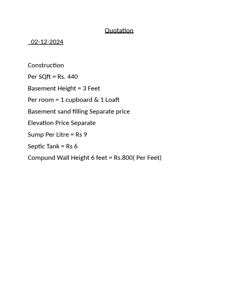 Construction Quotation | PDF