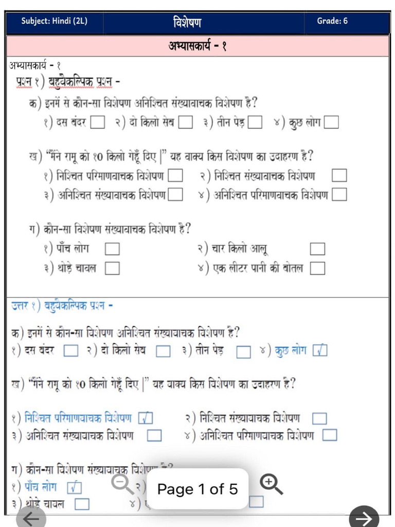 Grade 6 L2 Hindi Visheshan | PDF