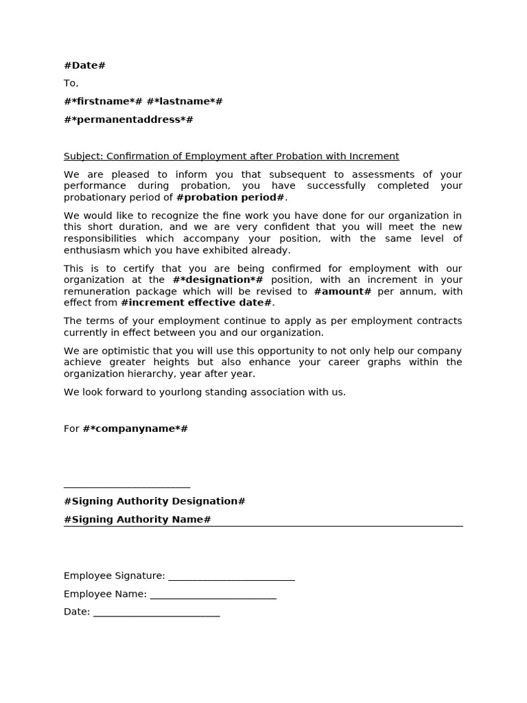 Post Probation Increment Certificate | PDF