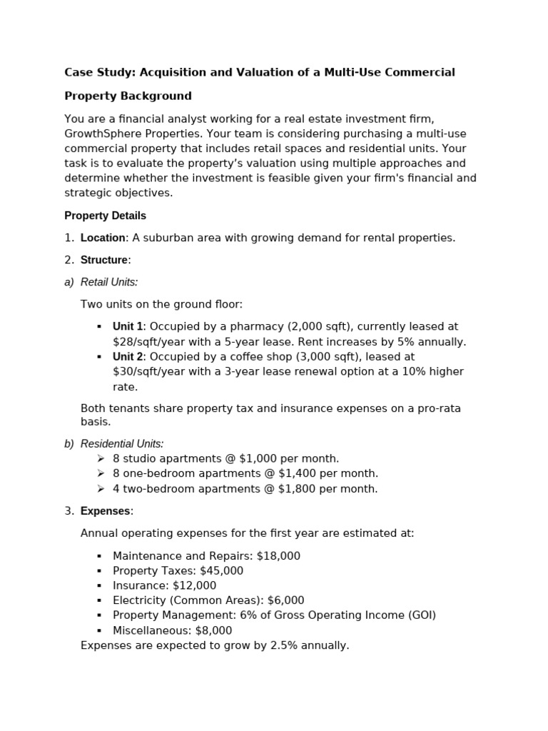 Case Study-Multi-Use Commercial Property | PDF | Valuation (Finance ...