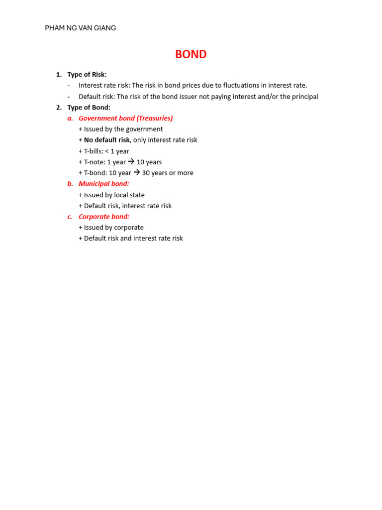 Understanding Bond Risks and Types | PDF