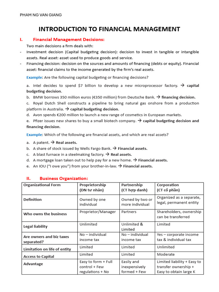 Financial Management Basics Explained | PDF | Taxes | Ownership