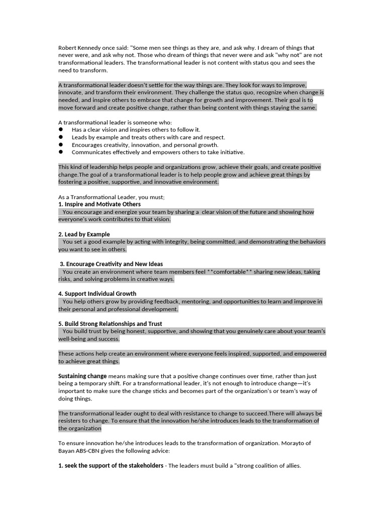 Transformational Change | PDF | Social Psychology | Psychological Concepts