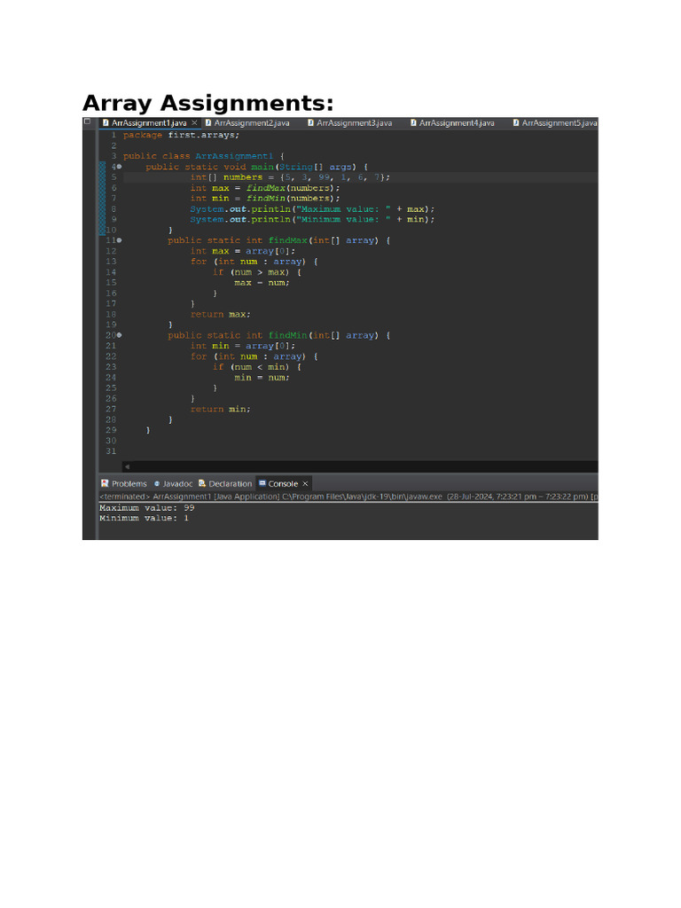 Array Assignments | PDF