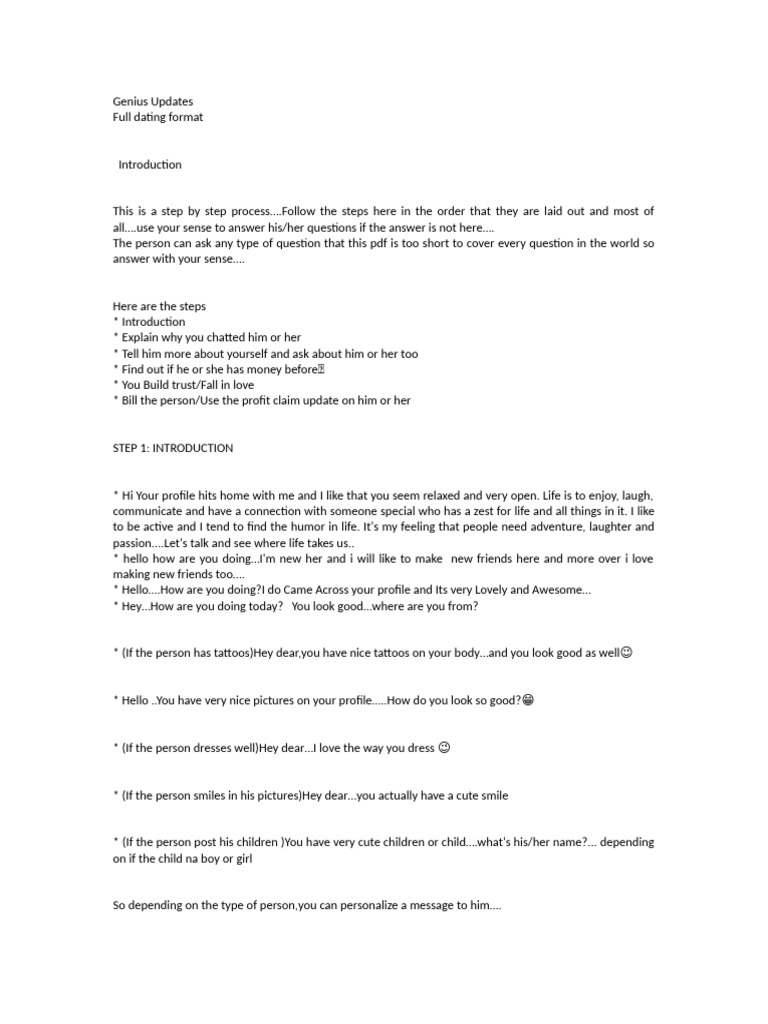 Full Dating Format Genius Updates | PDF