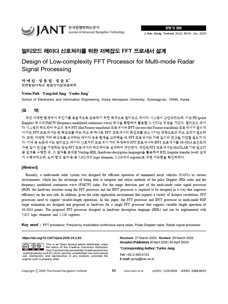 Design of Low-complexity FFT Processor for Multi-mode Radar Signal Processing | PDF