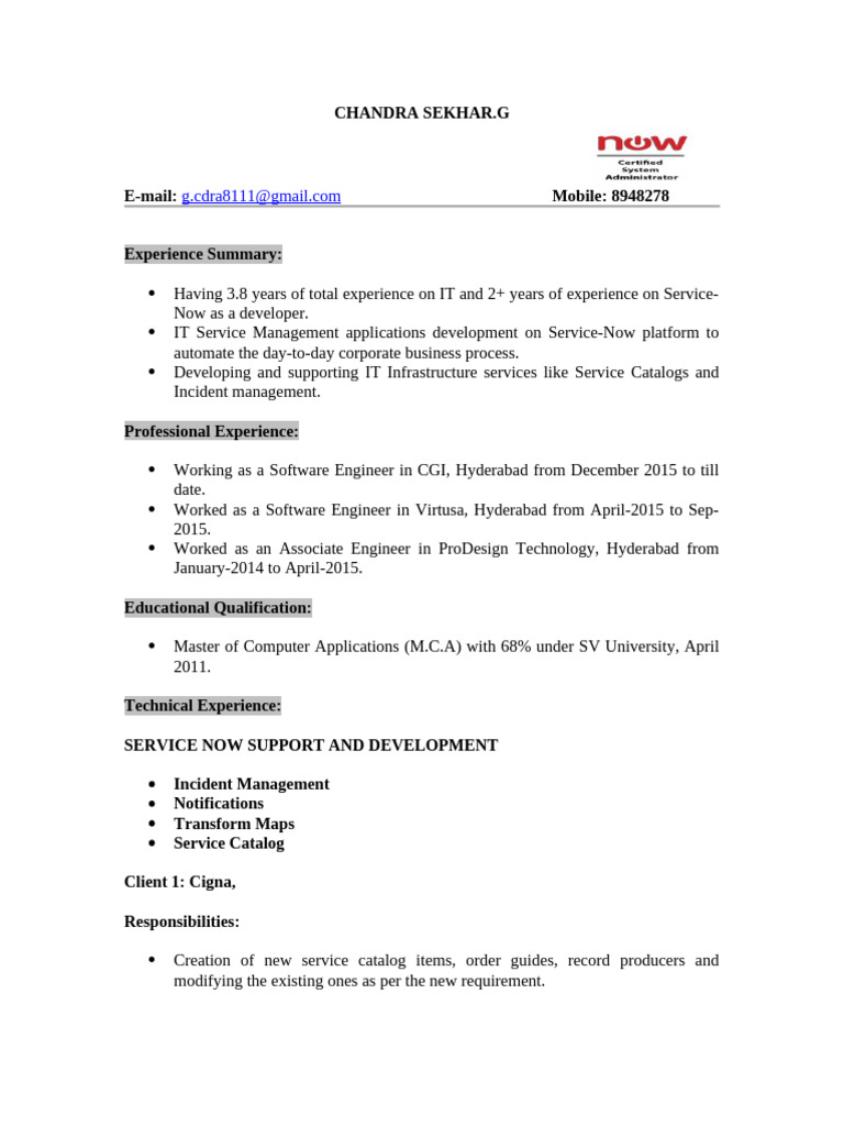 Chandra - Sekhar - Service Now Developer | PDF | Java Script | Computing