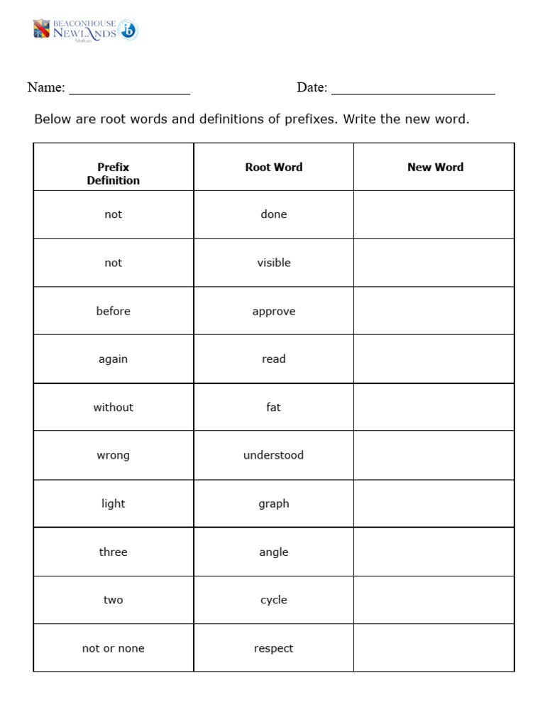Grade 4 Prefix Suffix Root Words 2 | PDF