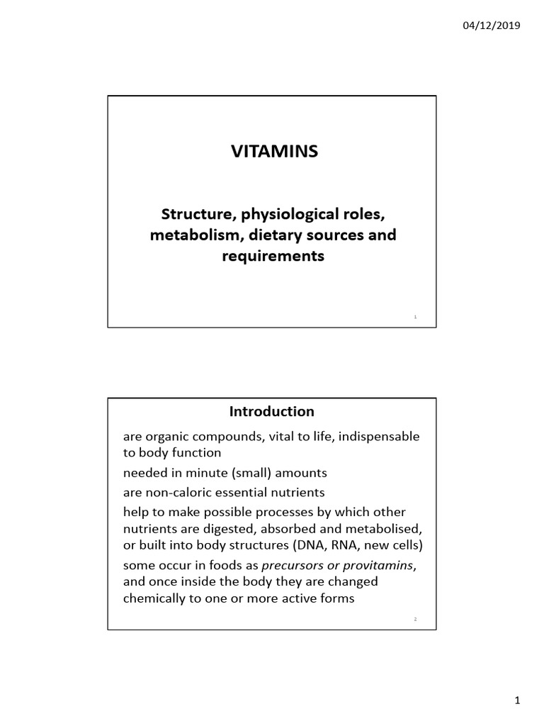 Lecture 6 Vitamins sua | PDF | Vitamin | Nutrients