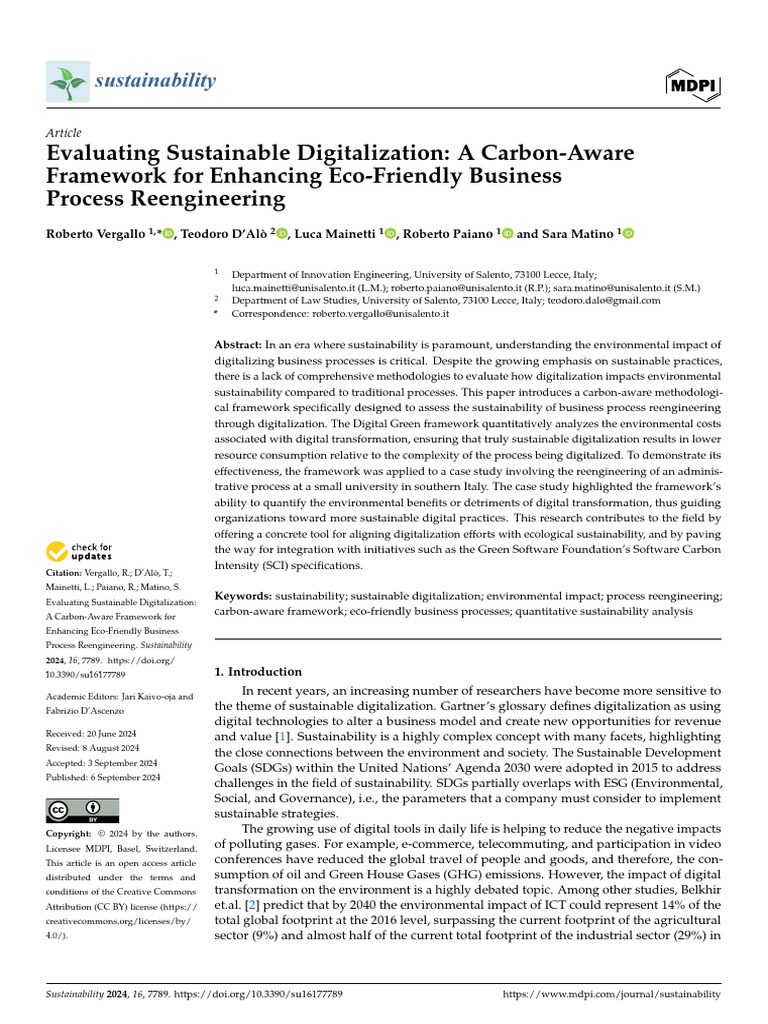 Evaluating Sustainable Digitalization A Carbon-Awa | PDF | Carbon ...