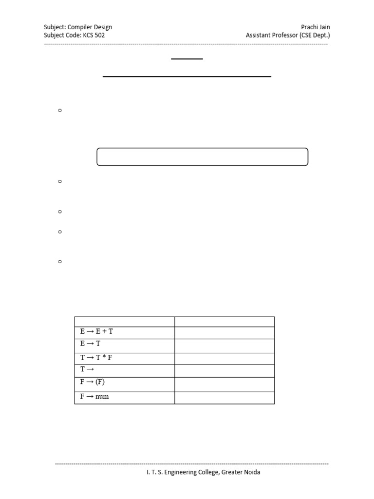 CD Unit 3 (1)[1] | PDF | Parsing | Compiler