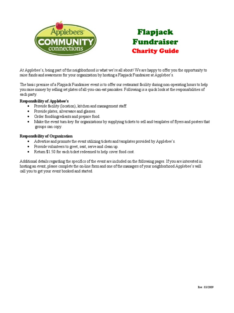 Applebee's Flapjack Fundraiser Guide | PDF | Restaurants | Fundraising