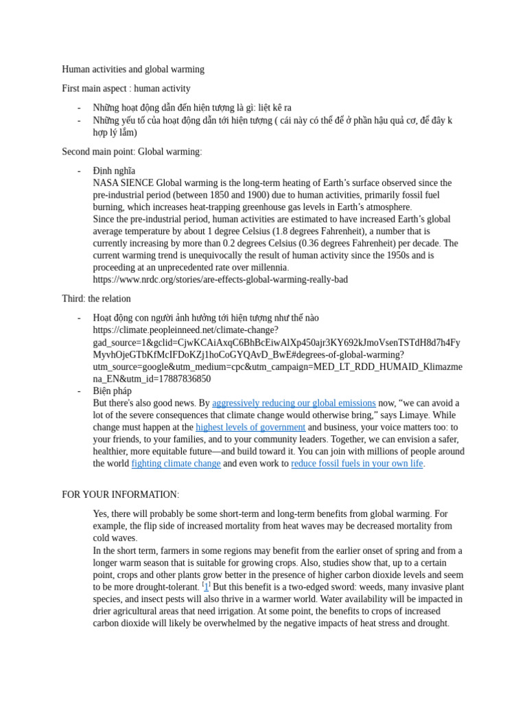 Human Activities and Global Warming | PDF | Climate Change | Agriculture