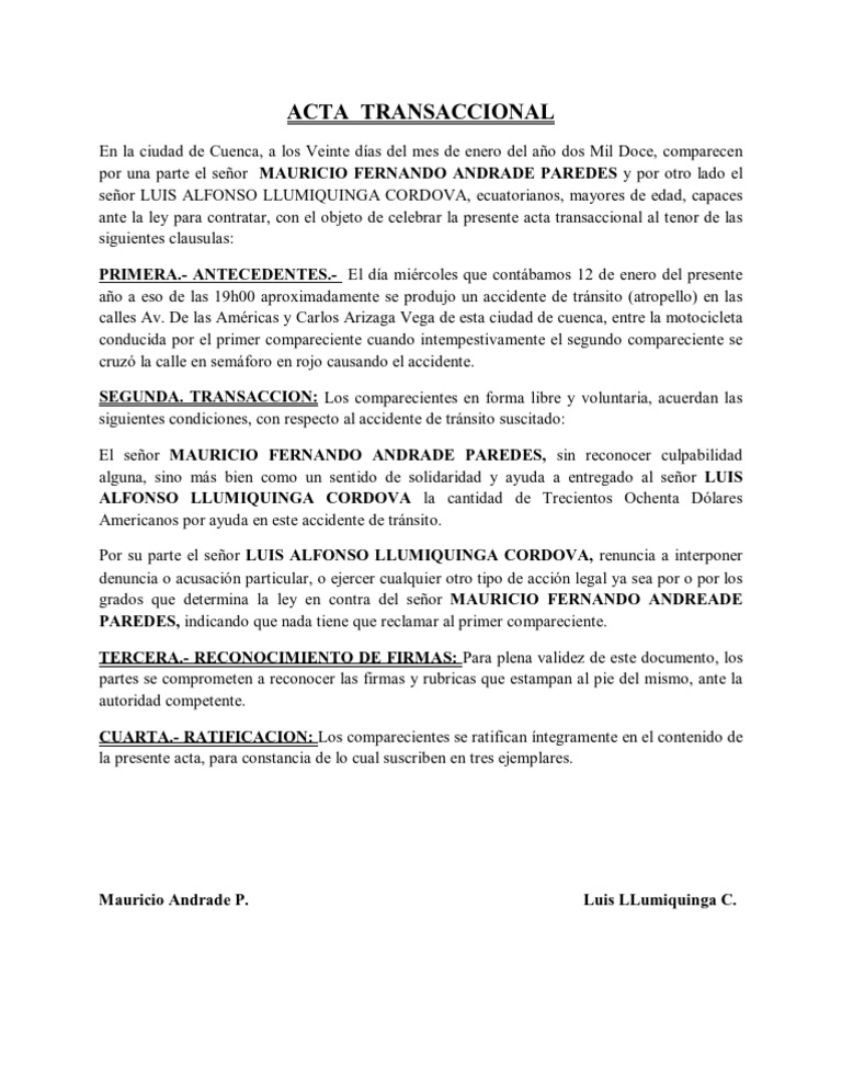 ACTA TRANSACCIONAL