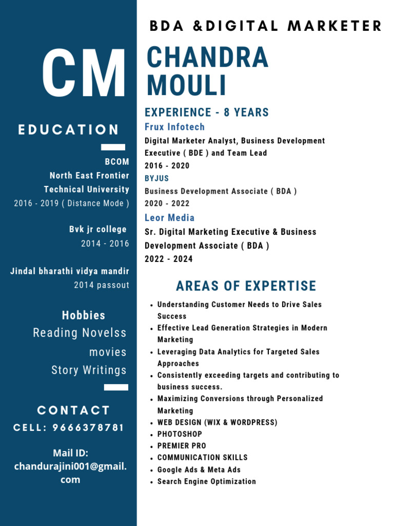 Chandu BDA Resume PDF | PDF | Business | Marketing