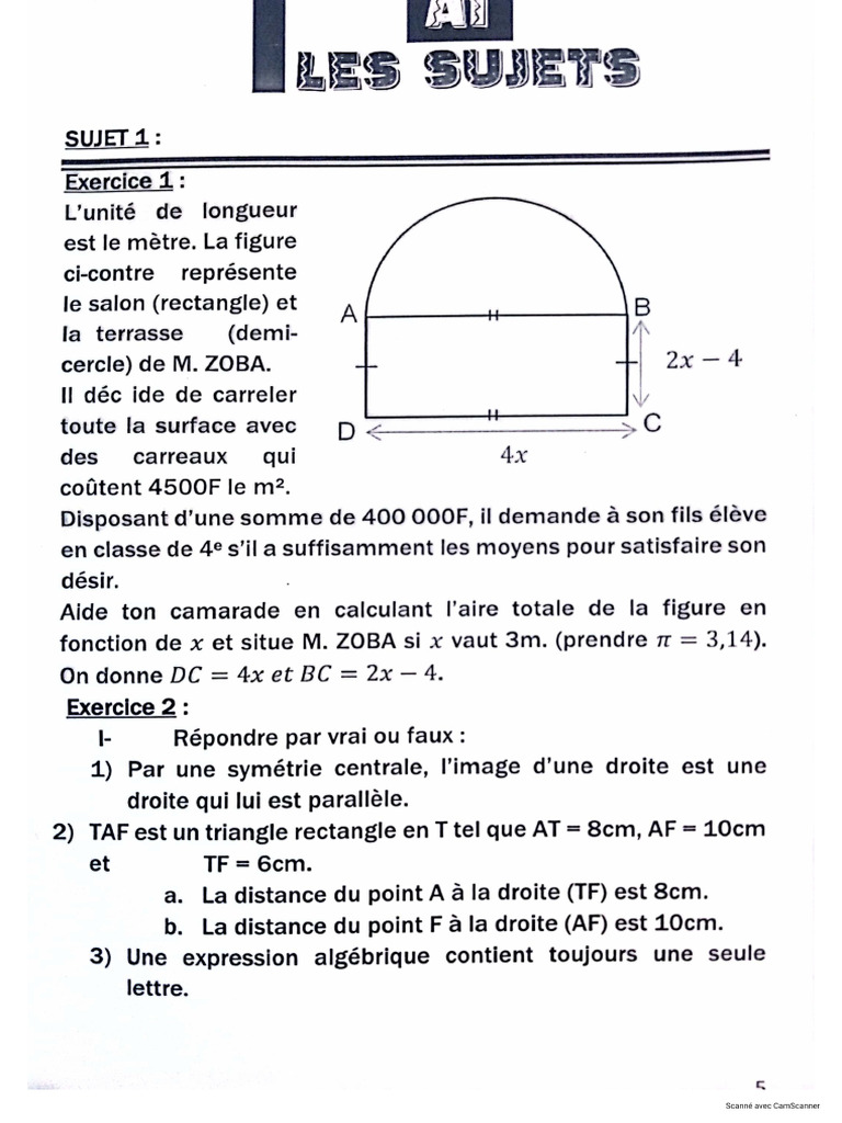 Exercices Math 4e Premier Trimestre (Édition Les Plumes D'afrique) | PDF