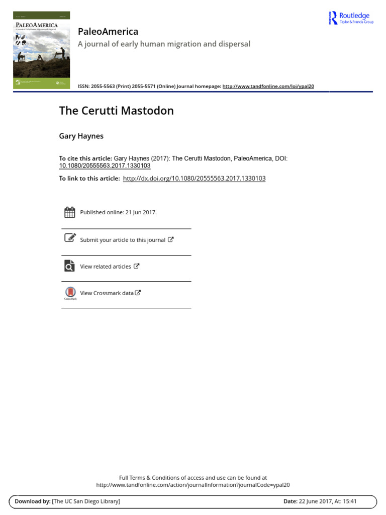 Gary Haynes The Cerutti Mastodon | PDF