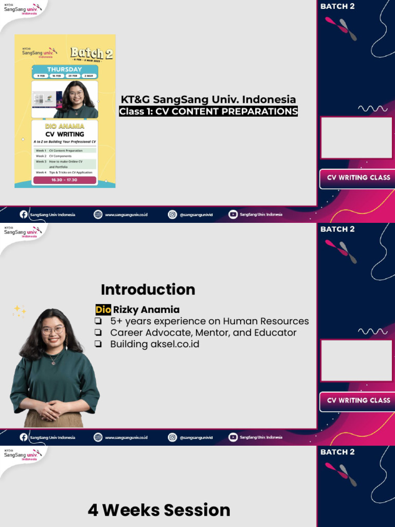 Materi Batch 2 Week 1 - CV Writing | PDF