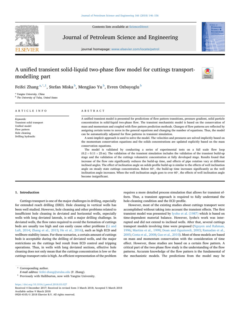 A Unified Transient Solid Liquid Two Phase Flow 2018 Journal of ...