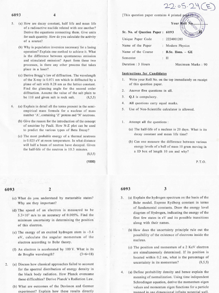 Modern Physics 6093 | PDF | Electron | Neutron