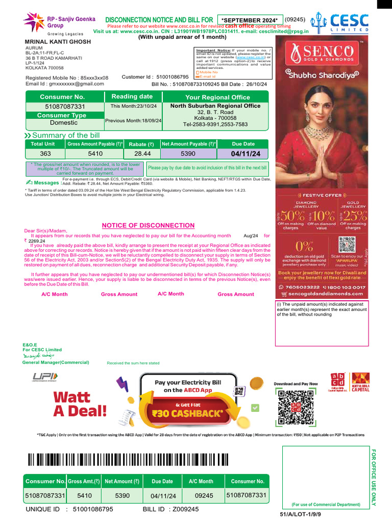 Disconnection Notice and Bill Summary | PDF | Rebate (Marketing) | Payments