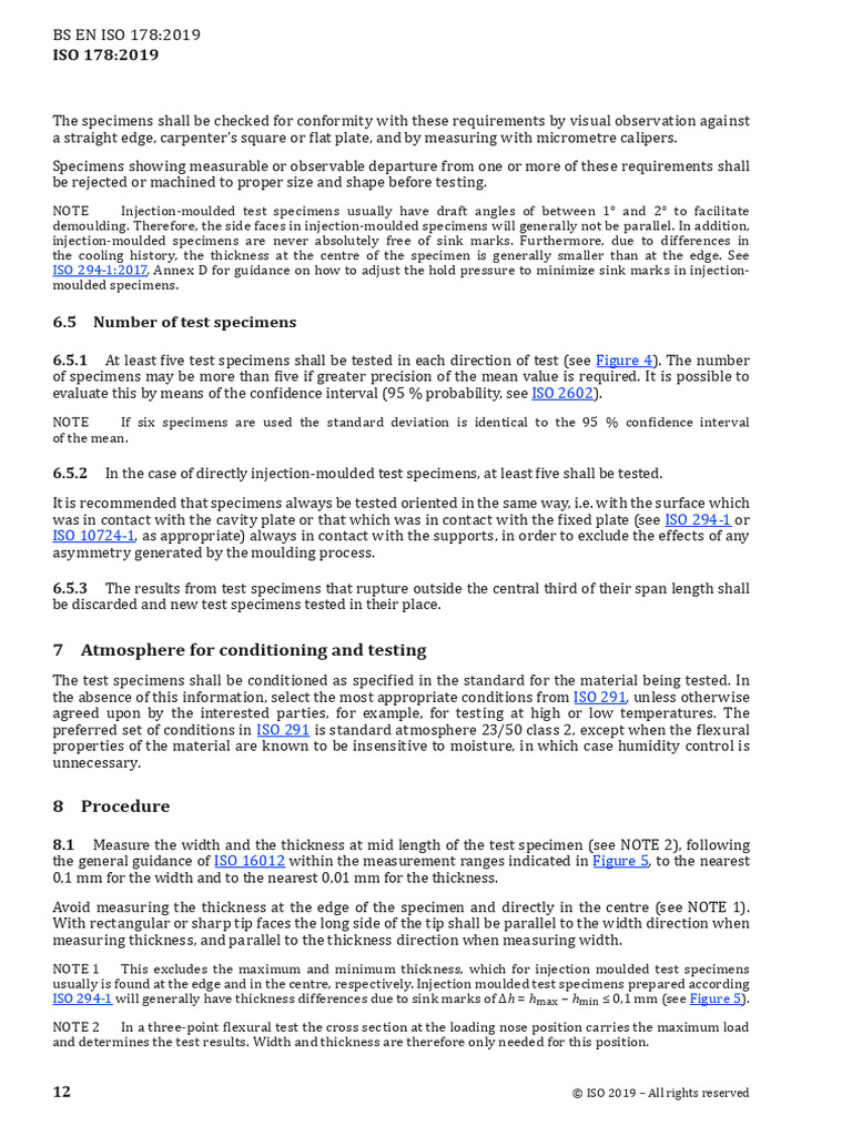 ISO 178:2019 Flexural Testing Guidelines | PDF