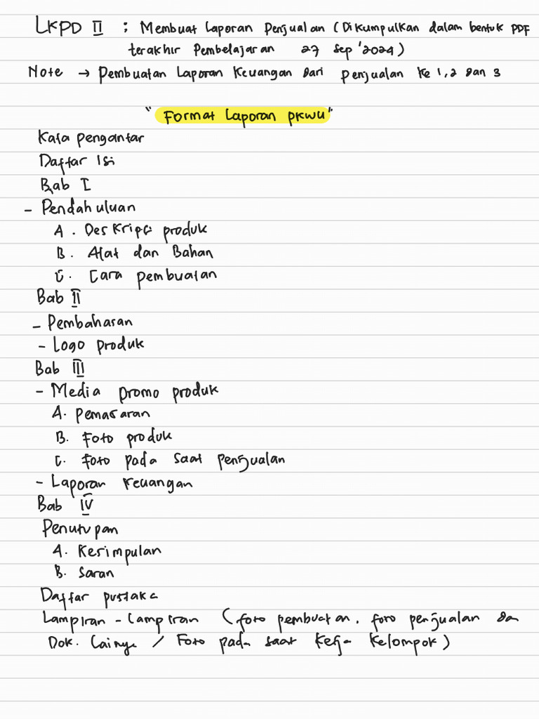 LKPD Ii Pkwu (Format Laporan Penjualan) | PDF