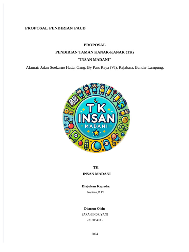 Proposal Pendirian Paud New | PDF