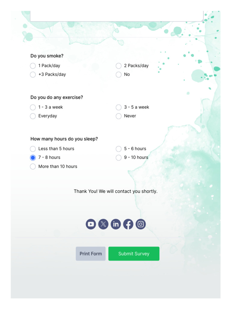 Health Survey Form Template _ Jotform | PDF