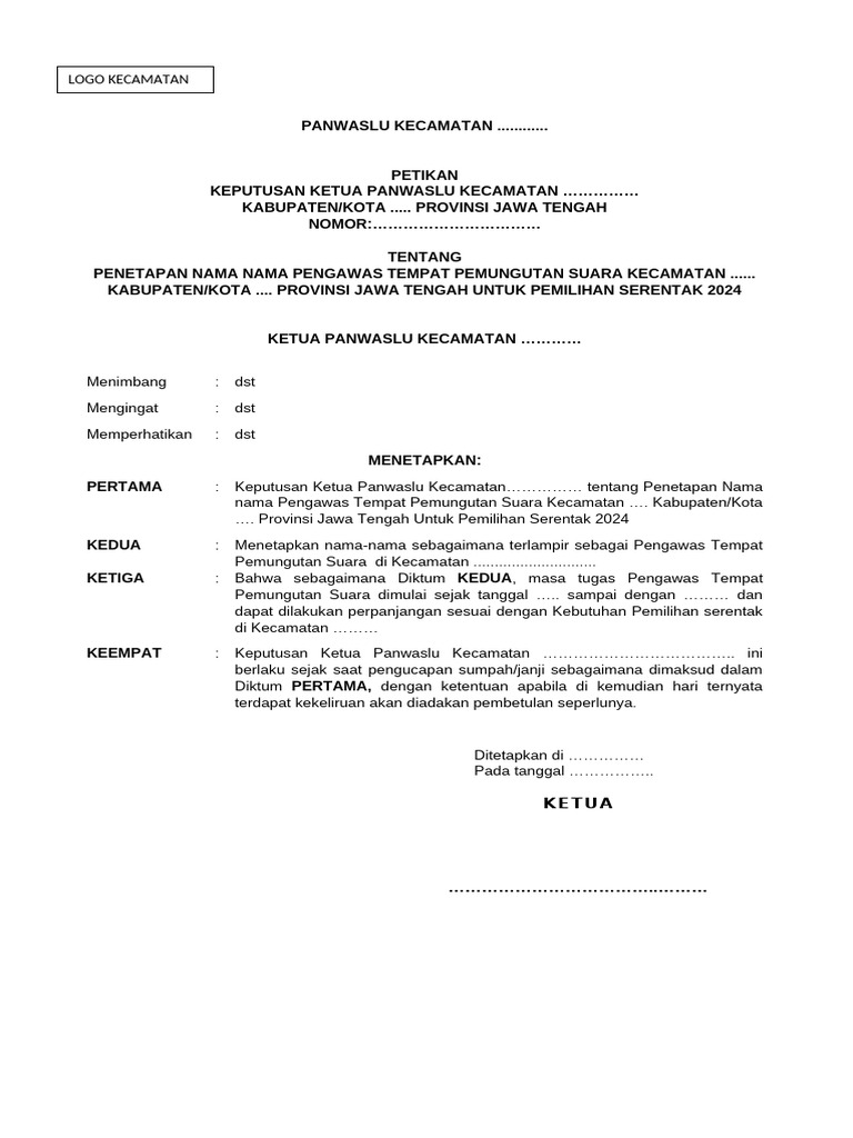 1 PETIKAN SK PTPS PILKADA 2024 | PDF