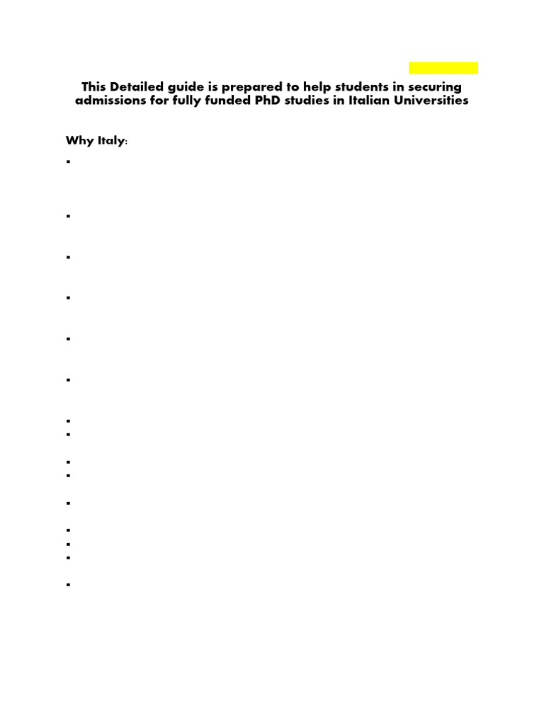 Guide For Italian PHD - V1 - 04 - 02 - 22 | PDF | Doctor Of Philosophy ...