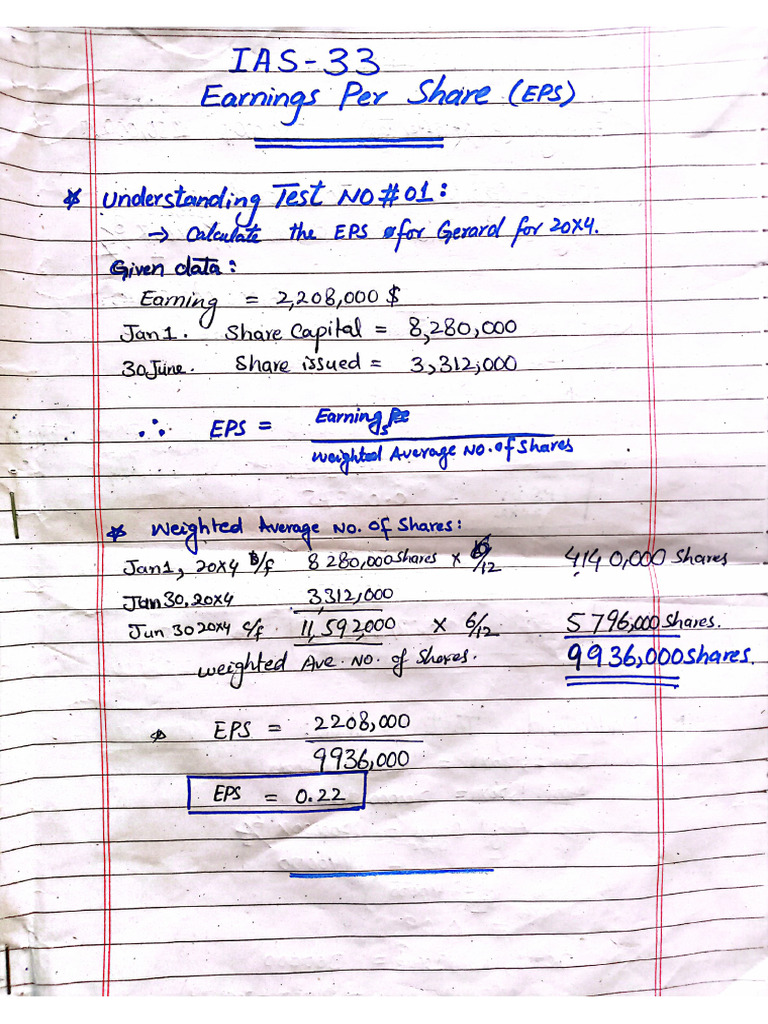 EPS(IAS-33) Understandings Questions 1-6 And Practice Questions 1-6 | PDF