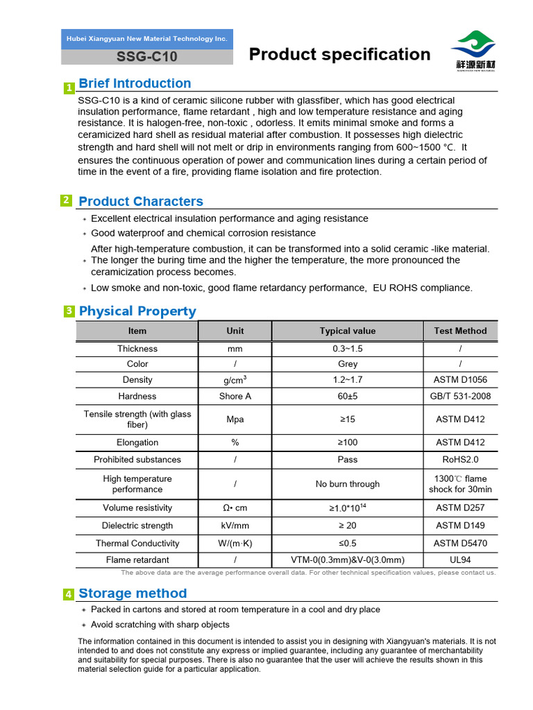 SSG-C10 TDS 英文版 | PDF | Electrical Resistance And Conductance | Insulator (Electricity)